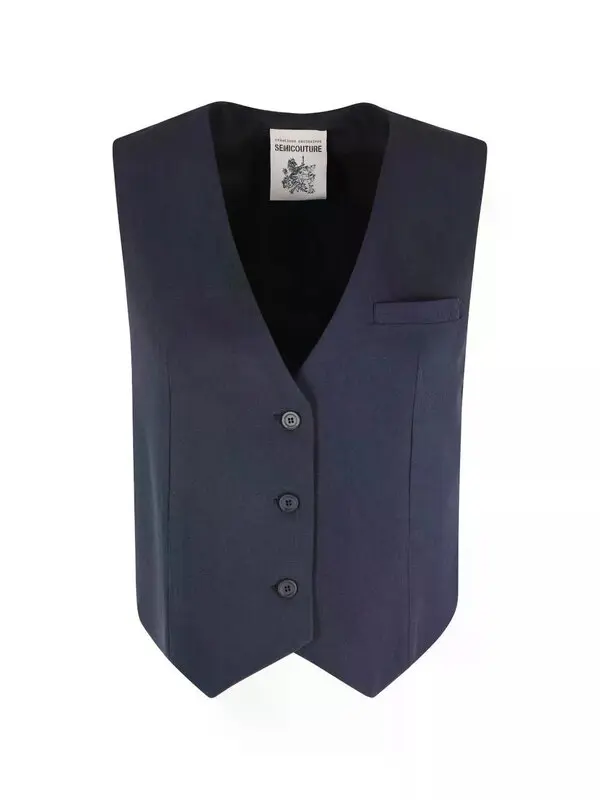 SEMICOUTURE Button Waistcoat - Blue
