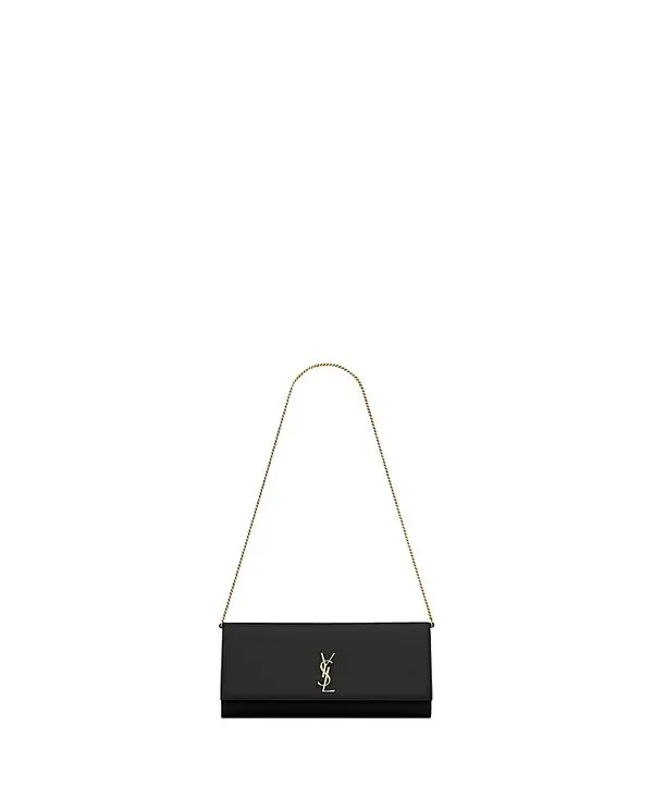 Saint Laurent Kate Clutch In Grain De Poudre Leather - Black