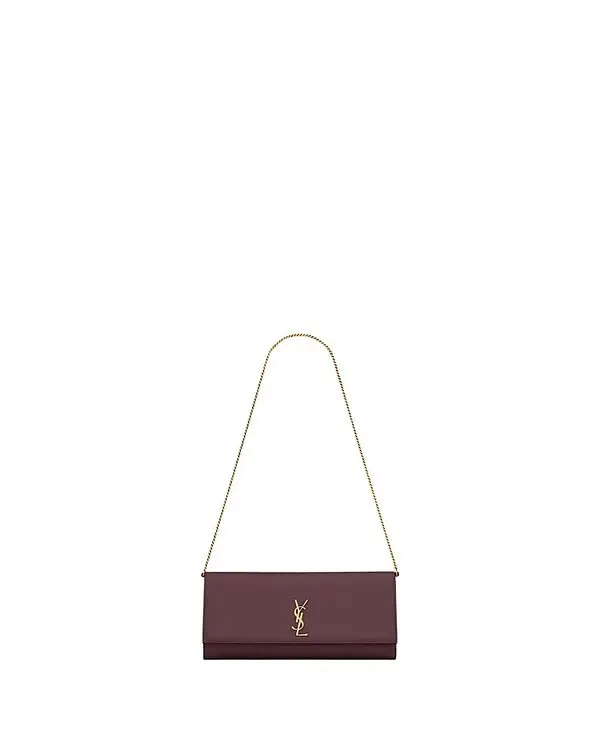 Saint Laurent Kate Clutch In Grain De Poudre Leather - Rouge Cabernet