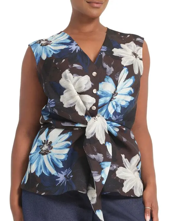 ESTELLE Floral Tie-front Shirt