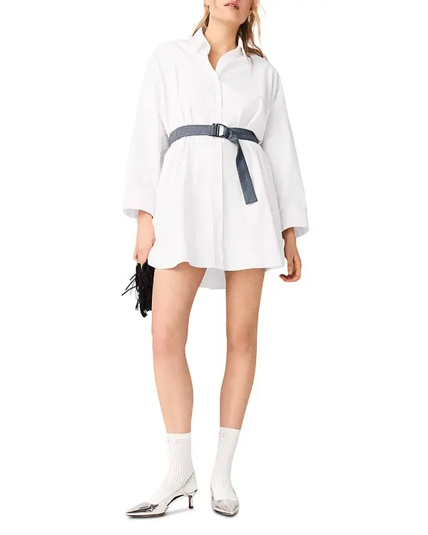 Maje Belted Shirtdress - White