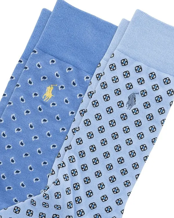 Polo Ralph Lauren Foulards Crew Socks, Pack Of 2 - Light Blue