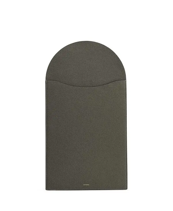 Cuyana Convertible 14" Leather Laptop Sleeve - Dark Olive