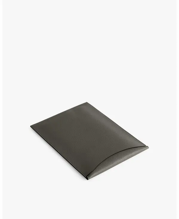 Cuyana Convertible 14" Leather Laptop Sleeve - Dark Olive