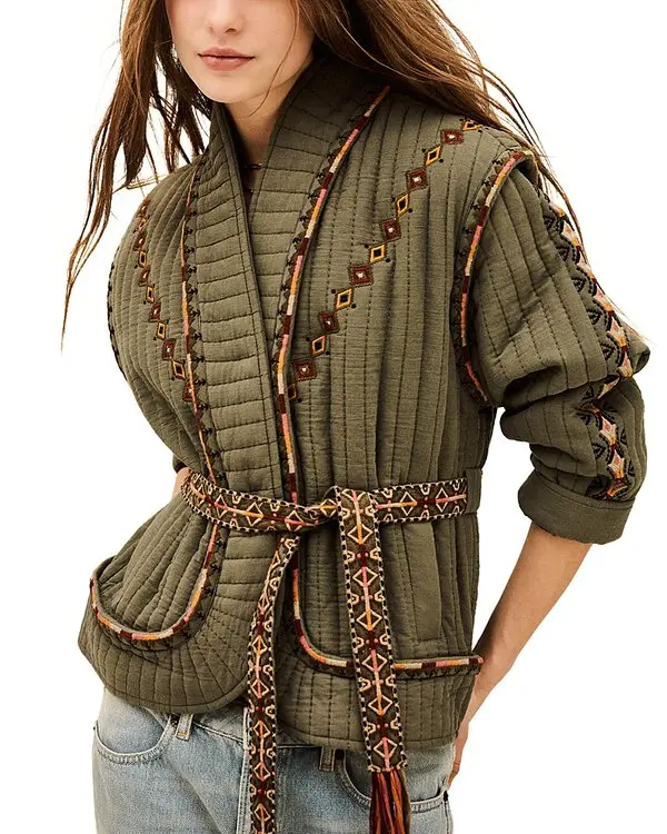 Ba&sh Quilted Cotton Jacket - Khaki