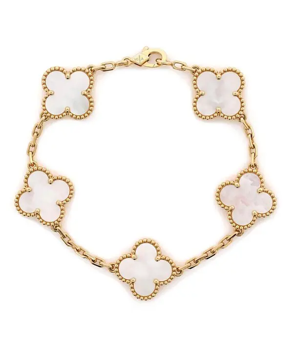 VAN CLEEF & ARPELS Vintage Alhambra 5 Motifs Bracelet 18k And Mother Of Pearl - Gold
