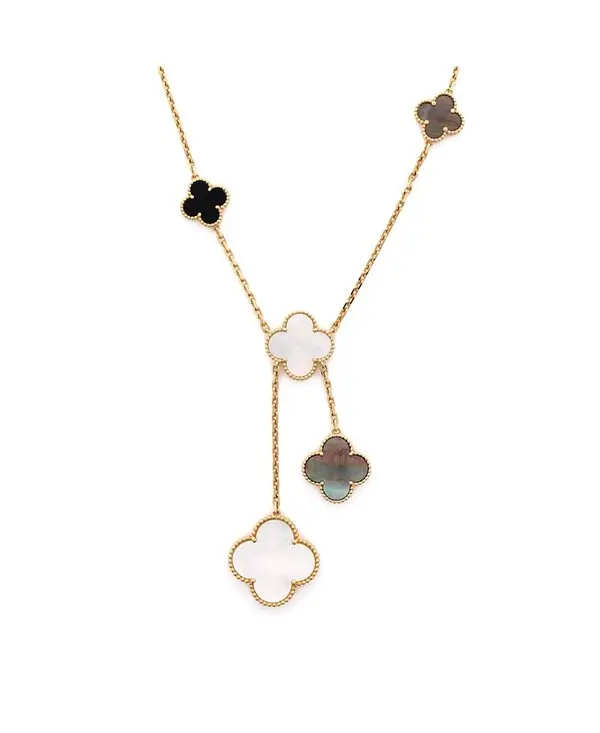VAN CLEEF & ARPELS Magic Alhambra 6 Motifs Necklace 18k And Mother Of Pearl With Onyx 16.25 - Gold