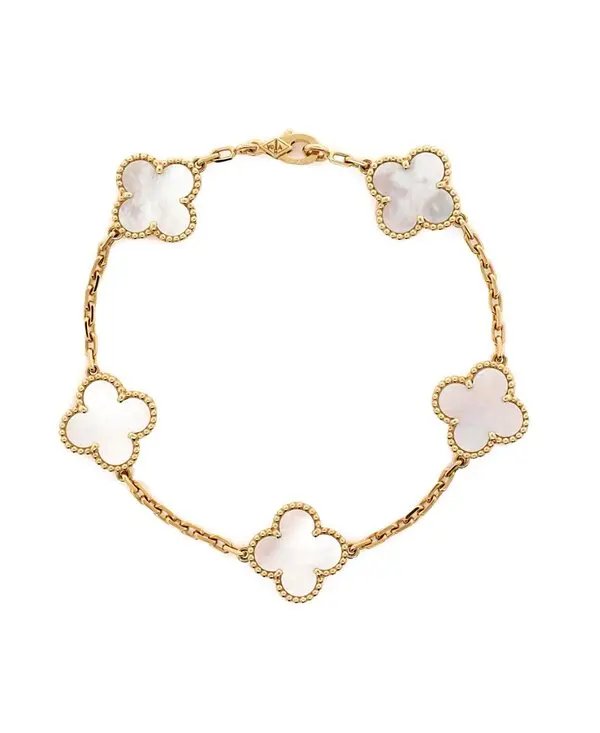 VAN CLEEF & ARPELS Vintage Alhambra 5 Motifs Bracelet 18k And Mother Of Pearl - Gold