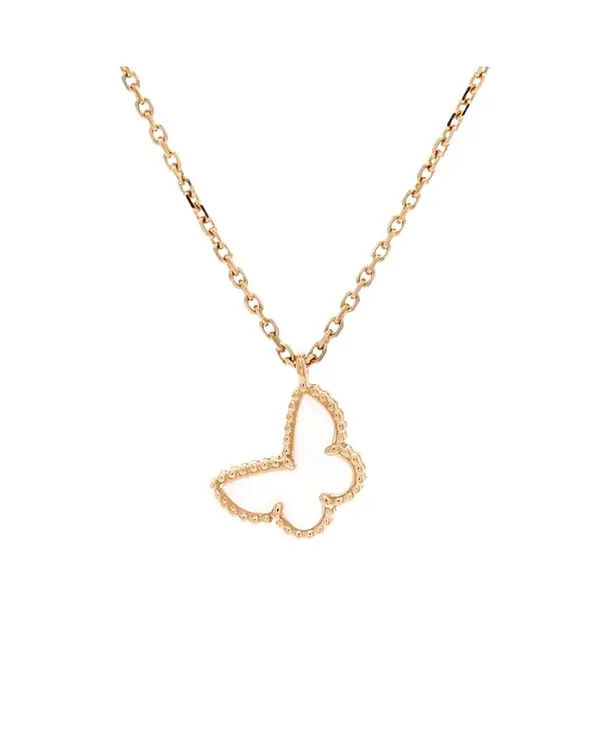 VAN CLEEF & ARPELS Sweet Alhambra Butterfly Pendant Necklace 18k And Mother Of Pearl 15.75 - Gold