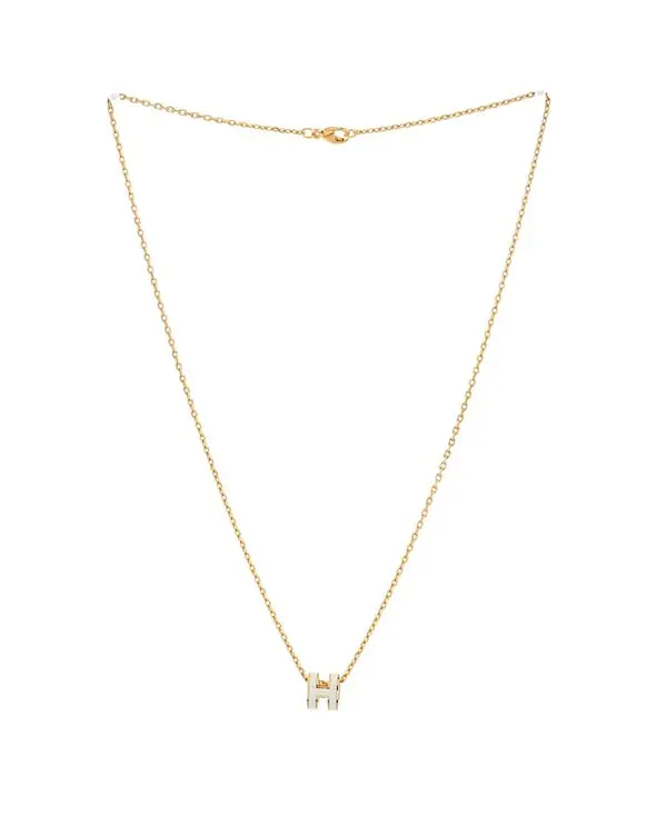 HERMES Mini Pop H Pendant Chain Necklace Metal And Enamel 16 - Enamel/silver Tone