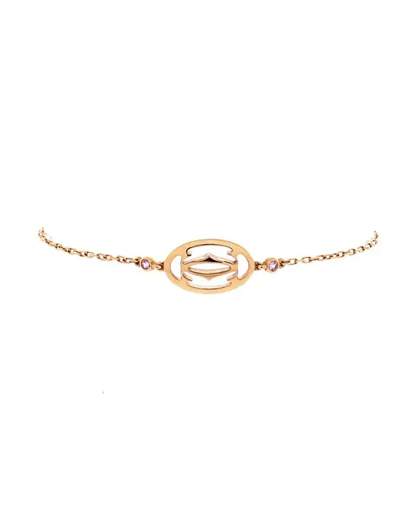 CARTIER Double C Logo Bracelet 18k Rose Gold With Sapphires - Pink