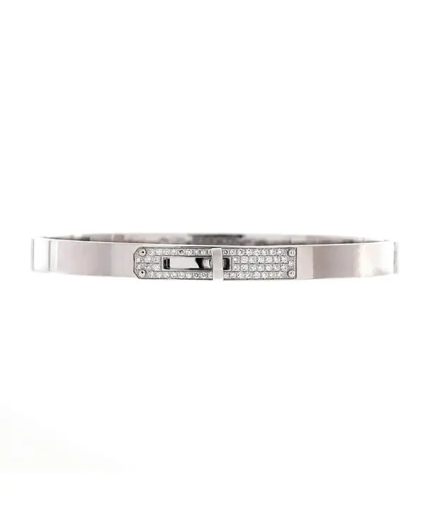 HERMES Small Kelly Bracelet 18k Gold And Pave Diamonds - White