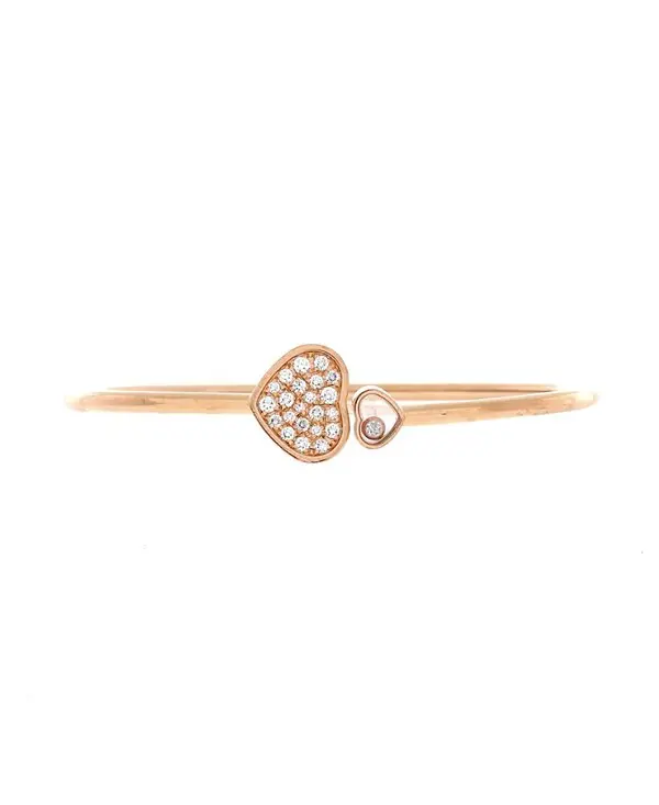 CHOPARD Happy Diamonds Heart Cuff Bracelet 18k Rose Gold With Pave Diamonds And 1 Floating Diamond - Pink