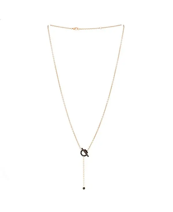 HERMES Finesse Lariat Pendant Necklace 18k Rose Gold And Black Spinels 18 - Pink