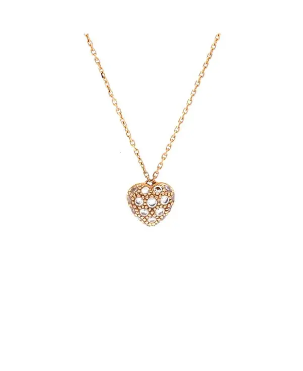 CARTIER Heart Pendant Necklace 18k Rose Gold And Diamonds 16.25 - Pink
