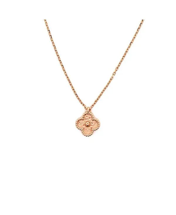VAN CLEEF & ARPELS Sweet Alhambra Pendant Necklace 18k Rose Gold 15.75 - Pink