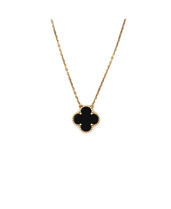 VAN CLEEF & ARPELS Vintage Alhambra Pendant Necklace 18k And Onyx 16.5 - Gold