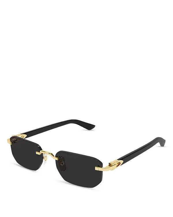 CARTIER Squared Rimless Sunglasses, 53mm