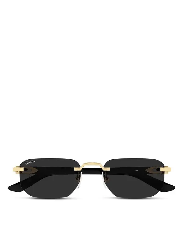 CARTIER Squared Rimless Sunglasses, 53mm