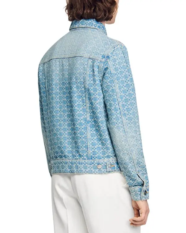 Sandro Square Cross Denim Jacket - Sky Blue