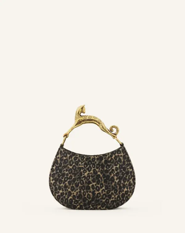LANVIN Small Hobo Cat Raffia Bag - Beige/black.