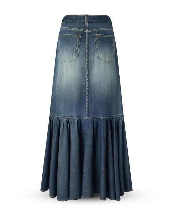 Pinko Guardiano Denim Ruffled Skirt - Pjc