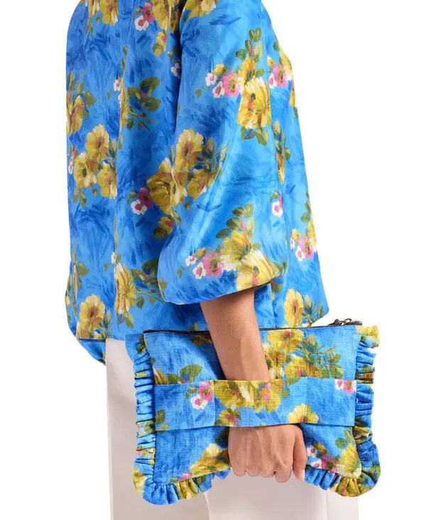 La DoubleJ Printed Hand Pochette - Riptide Light Blue