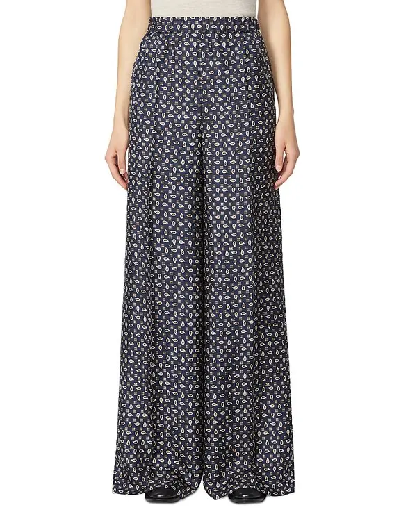 Max Mara Vischio Wide Leg Silk Pants - Ultramarine