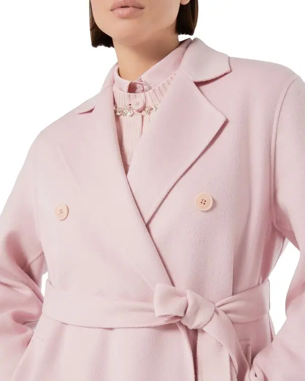 Marina Rinaldi Double Breasted Wool Blend Coat With Belt