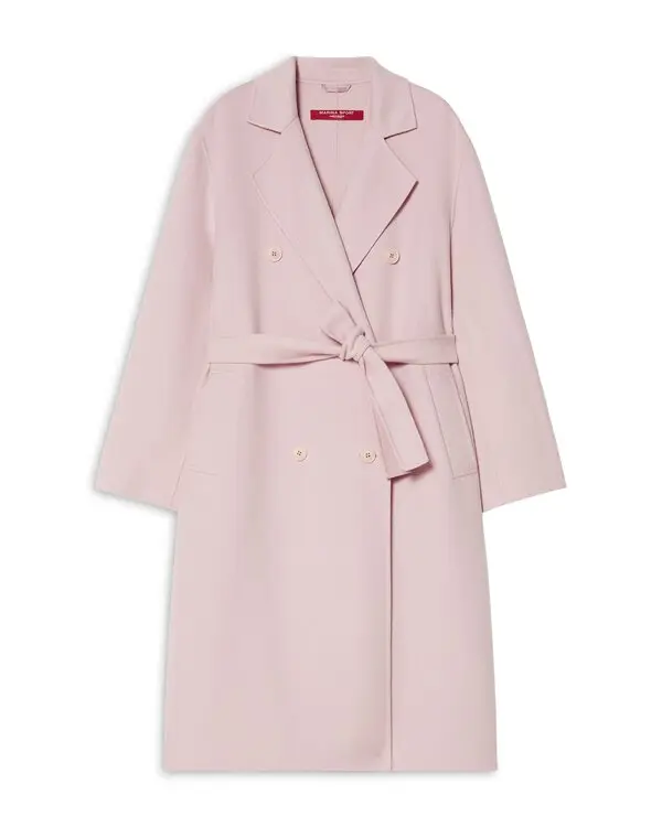 Marina Rinaldi Double Breasted Wool Blend Coat With Belt