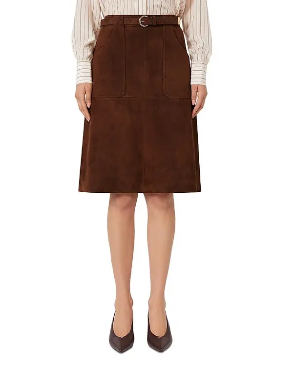 Max Mara Msttennis Suede Skirt - Chocolate