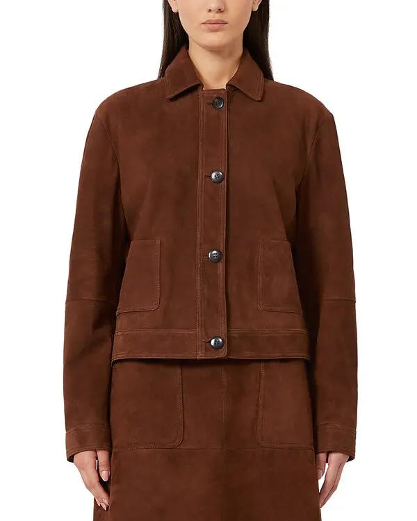 Max Mara Mstbaia Suede Jacket - Chocolate