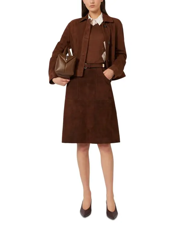 Max Mara Mstbaia Suede Jacket - Chocolate
