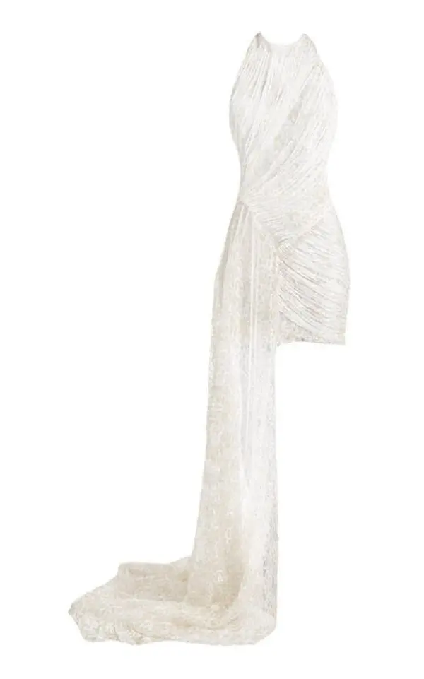 Francisco Arce Vexa Lace Mini Dress With Draped Detail - White