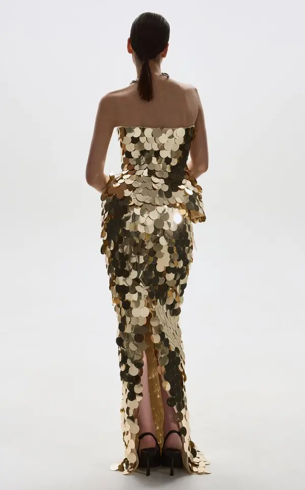 BALYKINA Sequined Maxi Skirt - Gold