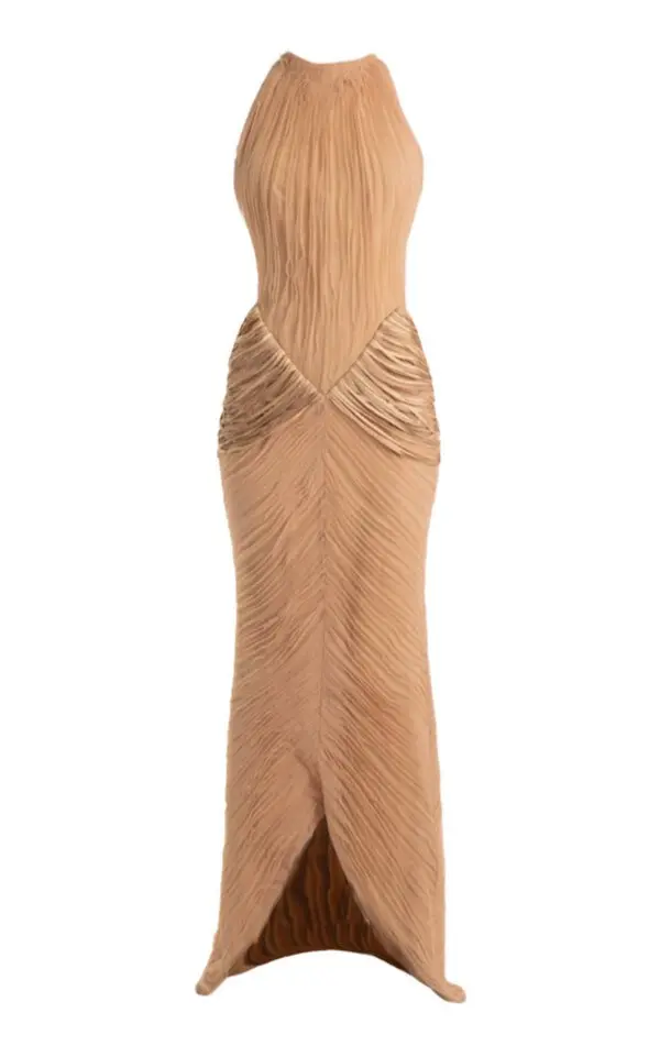 Francisco Arce Zele Tulle-silk Fringed Maxi Dress - Gold