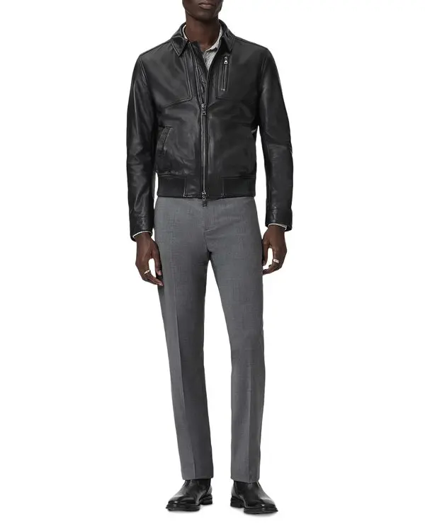 John Varvatos Collared Leather Jacket