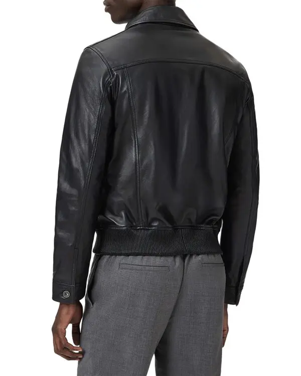 John Varvatos Collared Leather Jacket