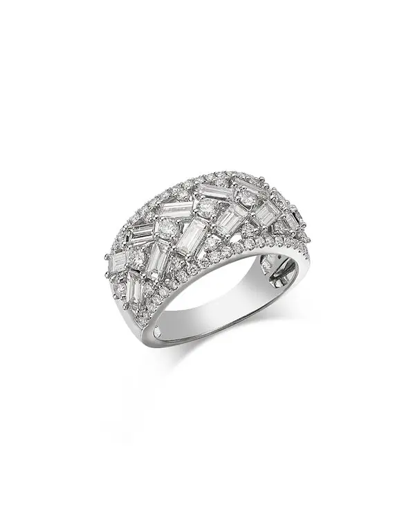 Bloomingdale'S Diamond Round & Baguette Cluster Band In 14k 2.33 Tcw - White Gold