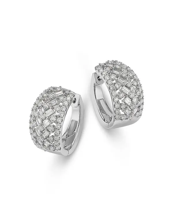 Bloomingdale'S Diamond Multirow Huggie Hoop Earrings In 14k 2.33 Tcw - White Gold