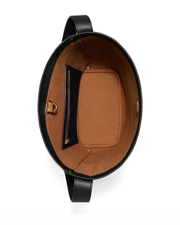 Tory Burch Lock Suede Slim Bucket Bag - Black