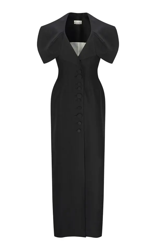 JULYCOLUMN Wool-silk Button-up Maxi Dress