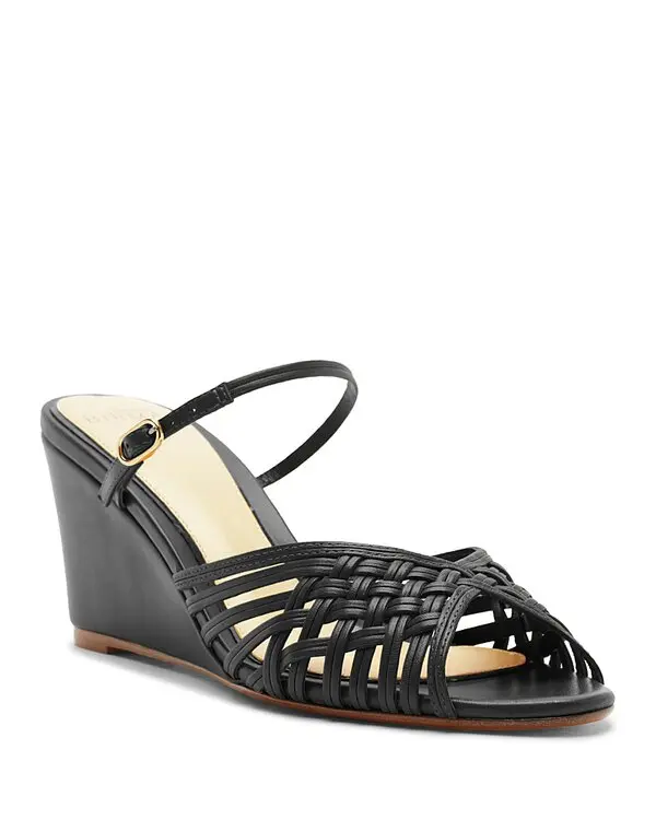 ALEXANDRE BIRMAN Lillian Leather Wedge Sandals - Black