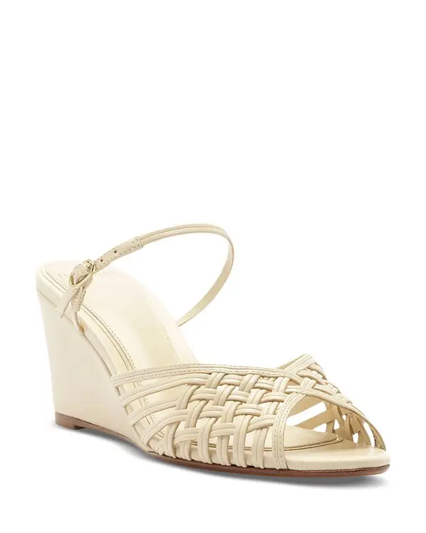 ALEXANDRE BIRMAN Lillian Leather Wedge Sandals - Eggshell
