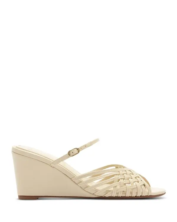 ALEXANDRE BIRMAN Lillian Leather Wedge Sandals - Eggshell