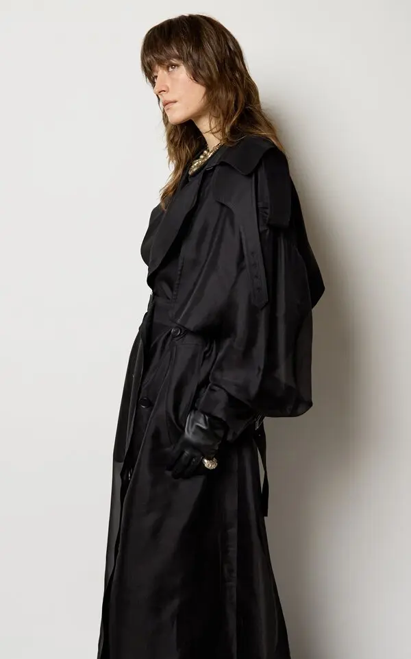 JULYCOLUMN Sj Silk Trench Coat