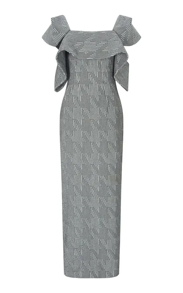 JULYCOLUMN Kiwa Jacquard Wing Maxi Dress - Dark Wash