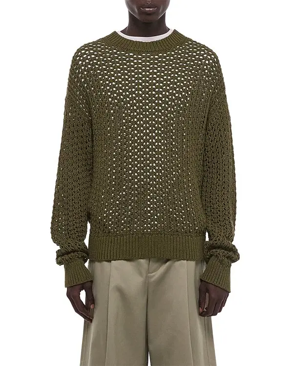 Helmut Lang Open Stitch Crewneck Sweater - Olive