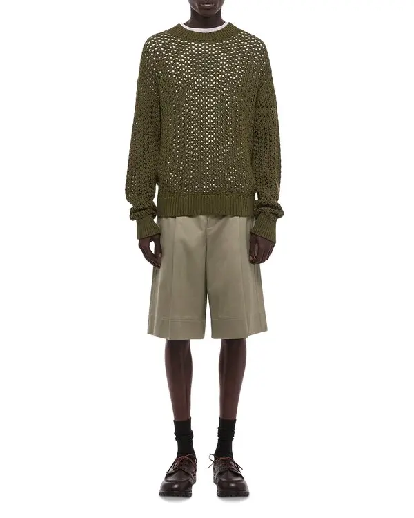 Helmut Lang Open Stitch Crewneck Sweater - Olive