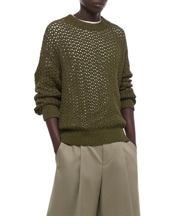 Helmut Lang Open Stitch Crewneck Sweater - Olive